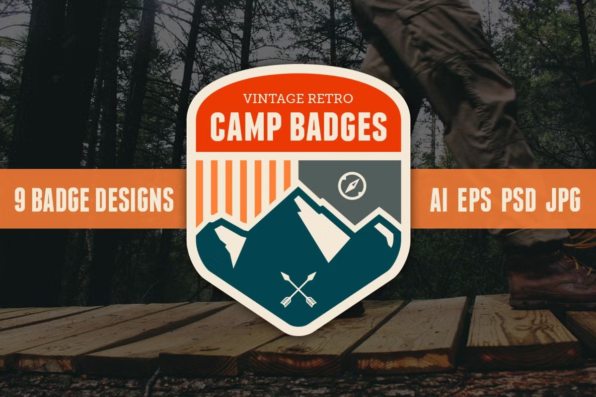 Retro Camp Badges - Creative Market